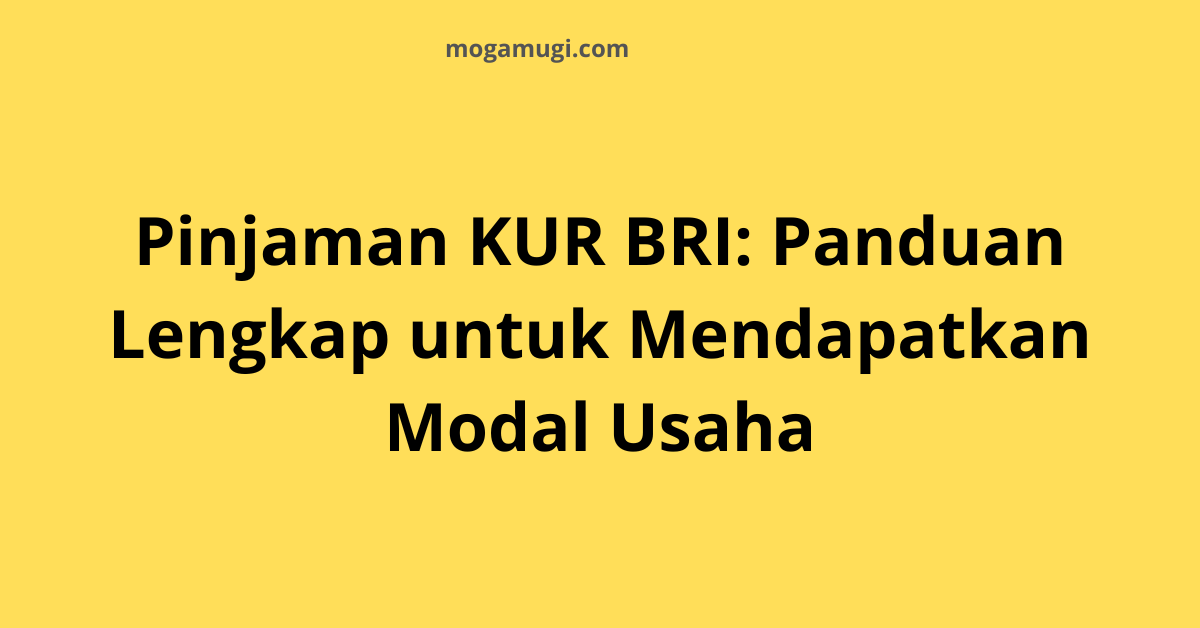 Pinjaman KUR BRI: Panduan untuk Mendapatkan Modal Usaha
